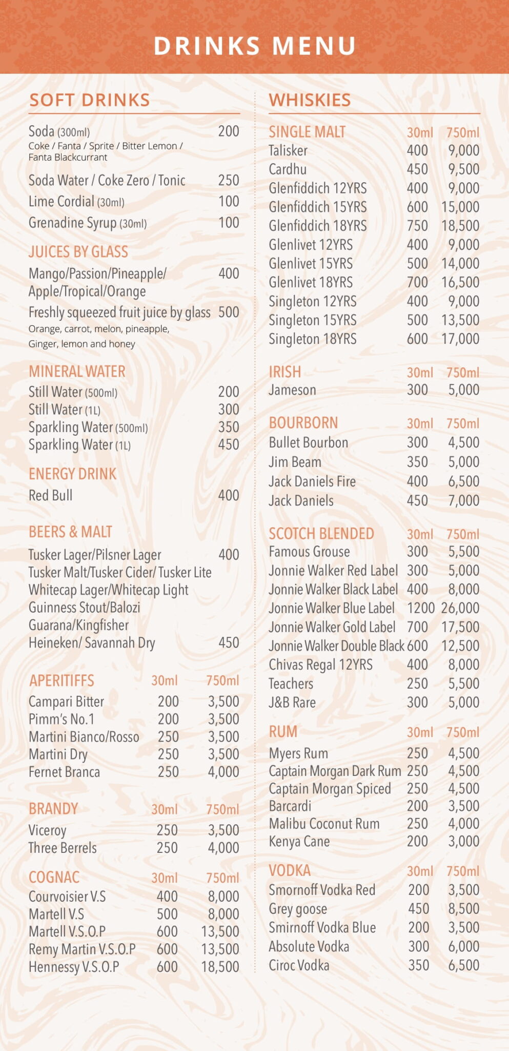 Menu - Hotel Boulevard