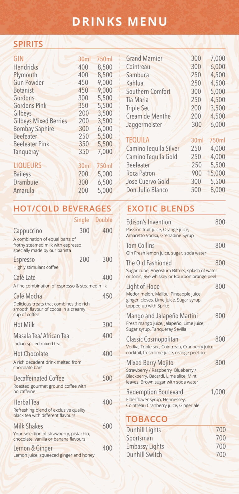 Menu - Hotel Boulevard