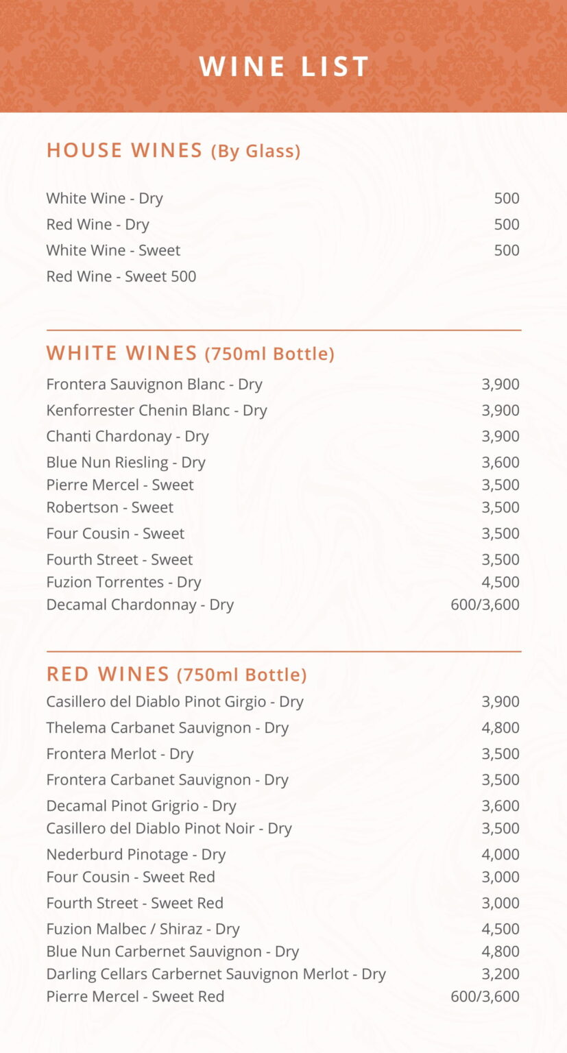 Menu - Hotel Boulevard
