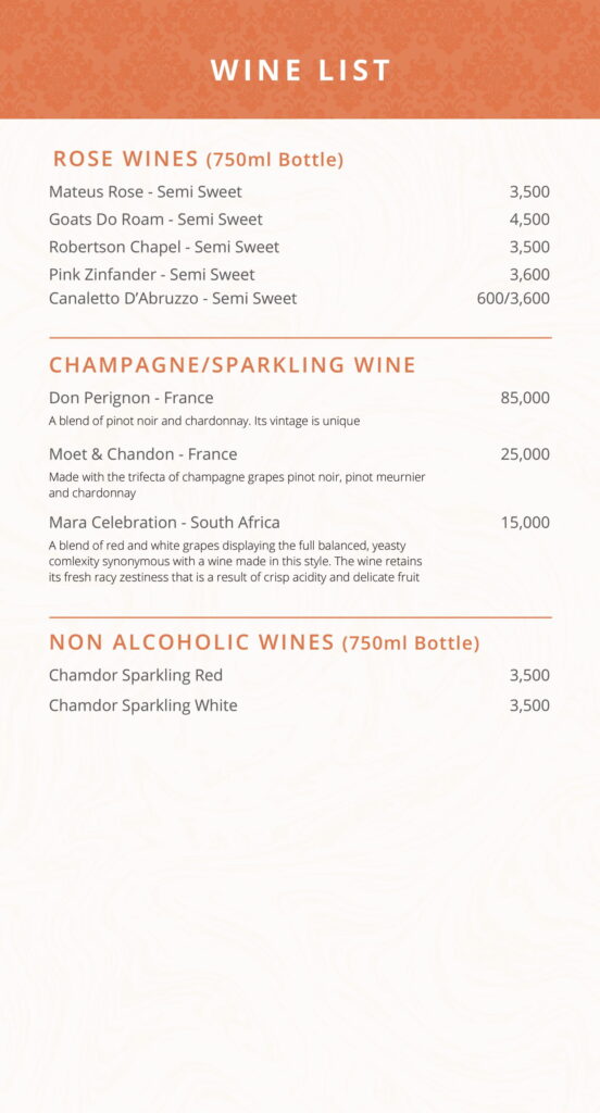 Menu - Hotel Boulevard