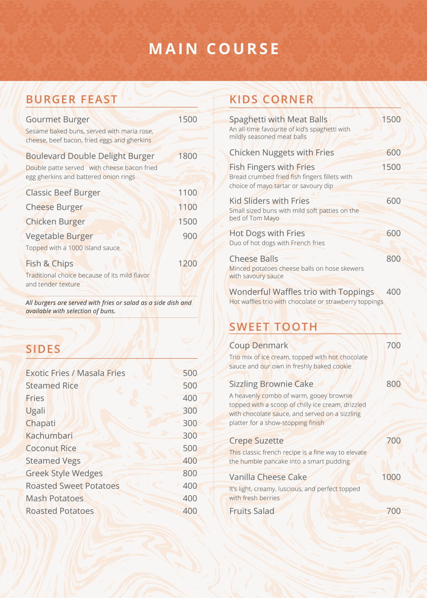 Menu - Hotel Boulevard